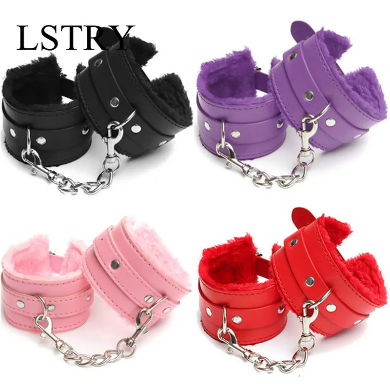 Adult Adjustable PU Leather Plush Handcuff Ankle Cuff Restraints ...