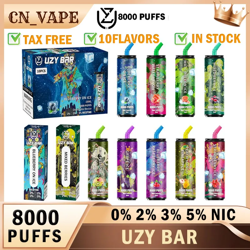Original Uzy Bar 8000 Puffs E Cigarettes Jetables Dispositif De Stylo