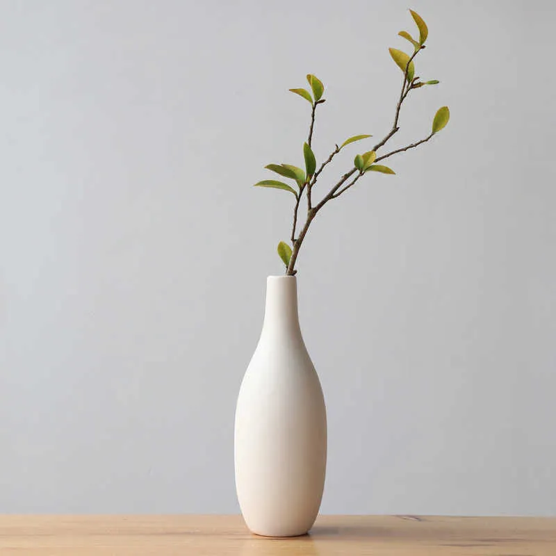 White Ceramic Matte Flower Vase Porcelain Tabletop Vase for Hydroponics ...