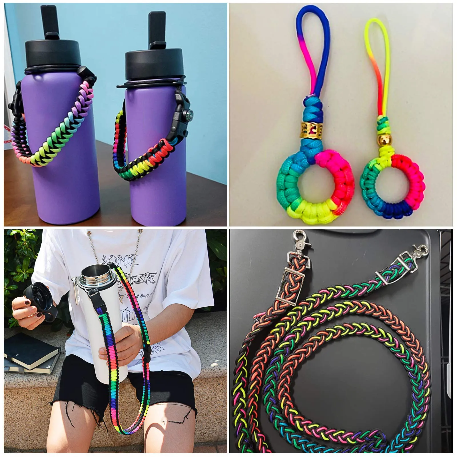 Colorful Paracord Rope - Strong Climbing Cord, Rainbow Crafting Rope ...