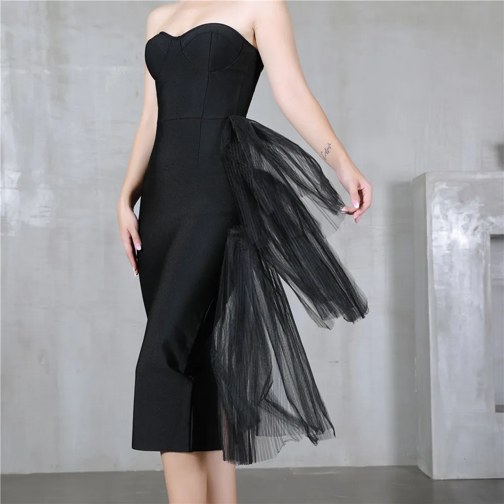 Casual Dresses: Sexy Bodycon Bandage Dress for Women - Mesh Strapless ...