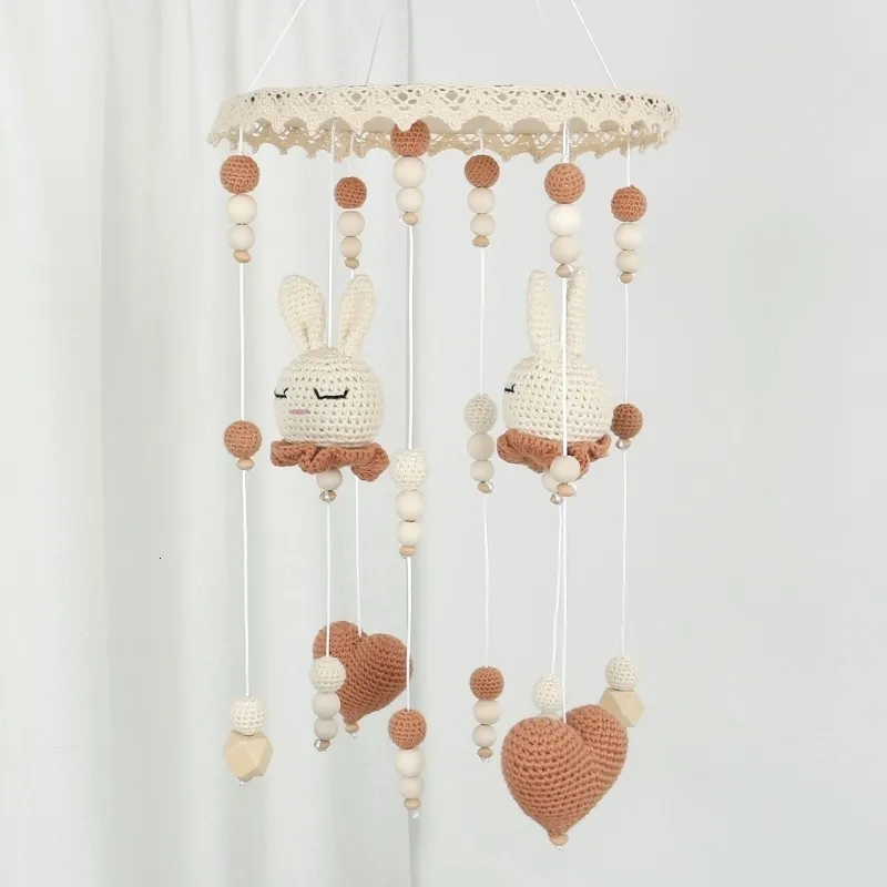 Handmade Crochet Baby Mobile: Knitted Bunny Crib Mobile with Music Box ...