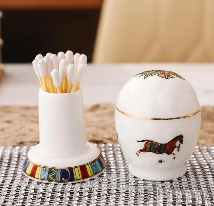 European Toothpick Box Bucket Household Square Porcelain Toothpick ...