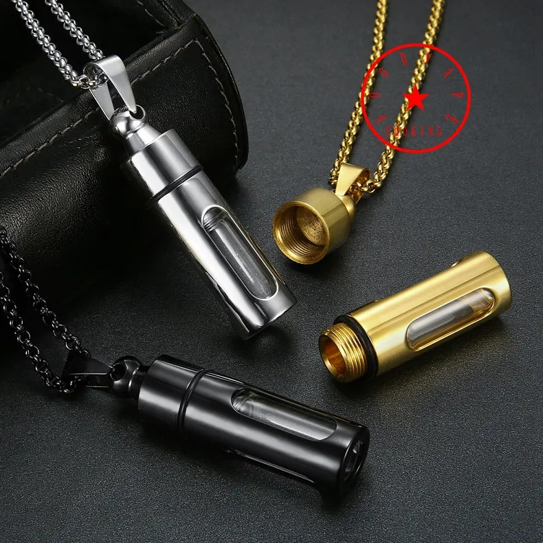 Cute Cigarette Case Necklace: Stainless Steel Mini Storage Container ...