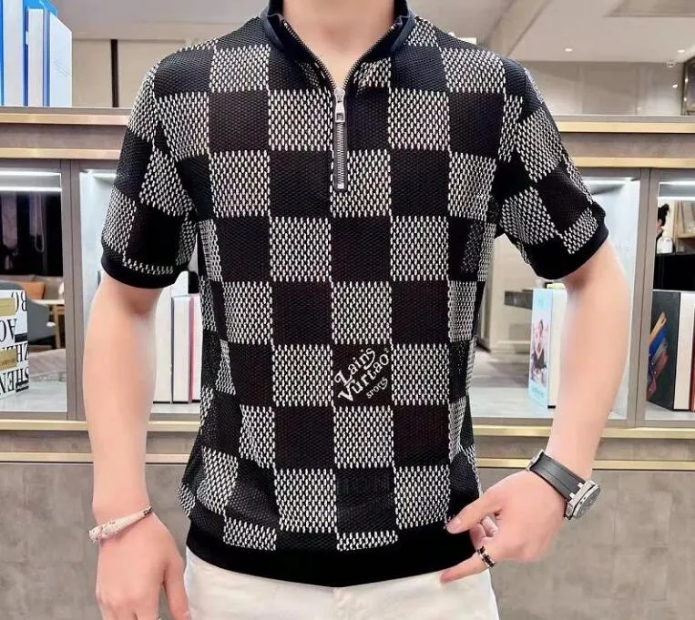 Camiseta De Manga Corta De Estampado A Cuadros Para Hombres Camiseta De ...