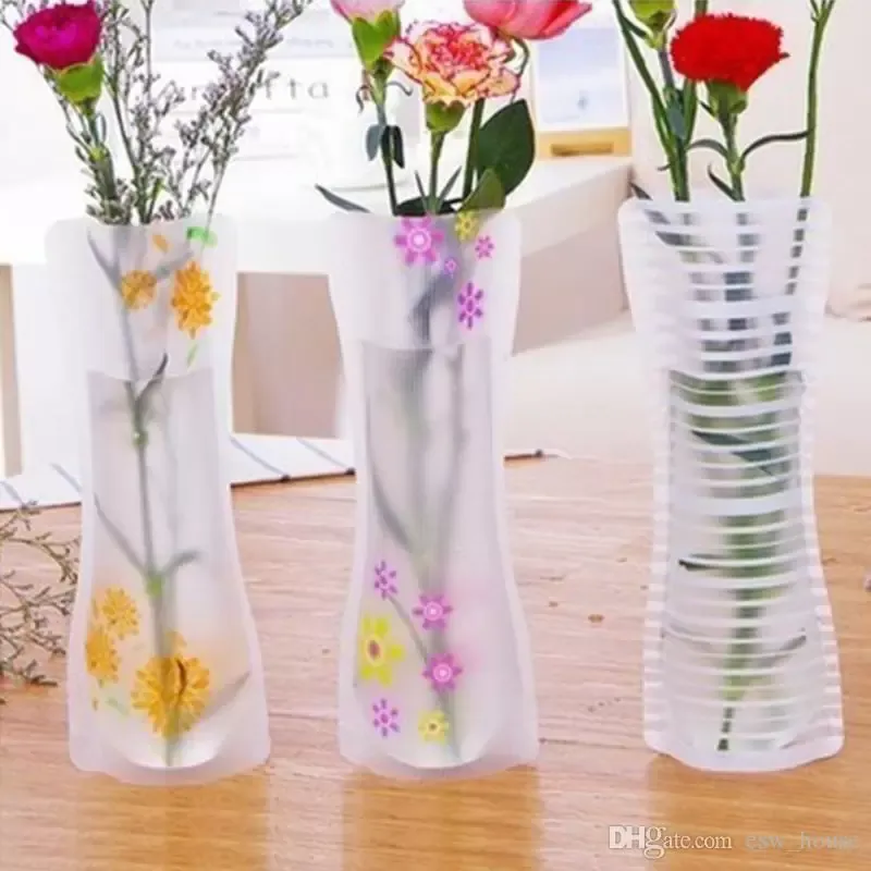 PVC Foldable Bud Vase Sets Collapsible Water Bag Plastic Wedding Party ...