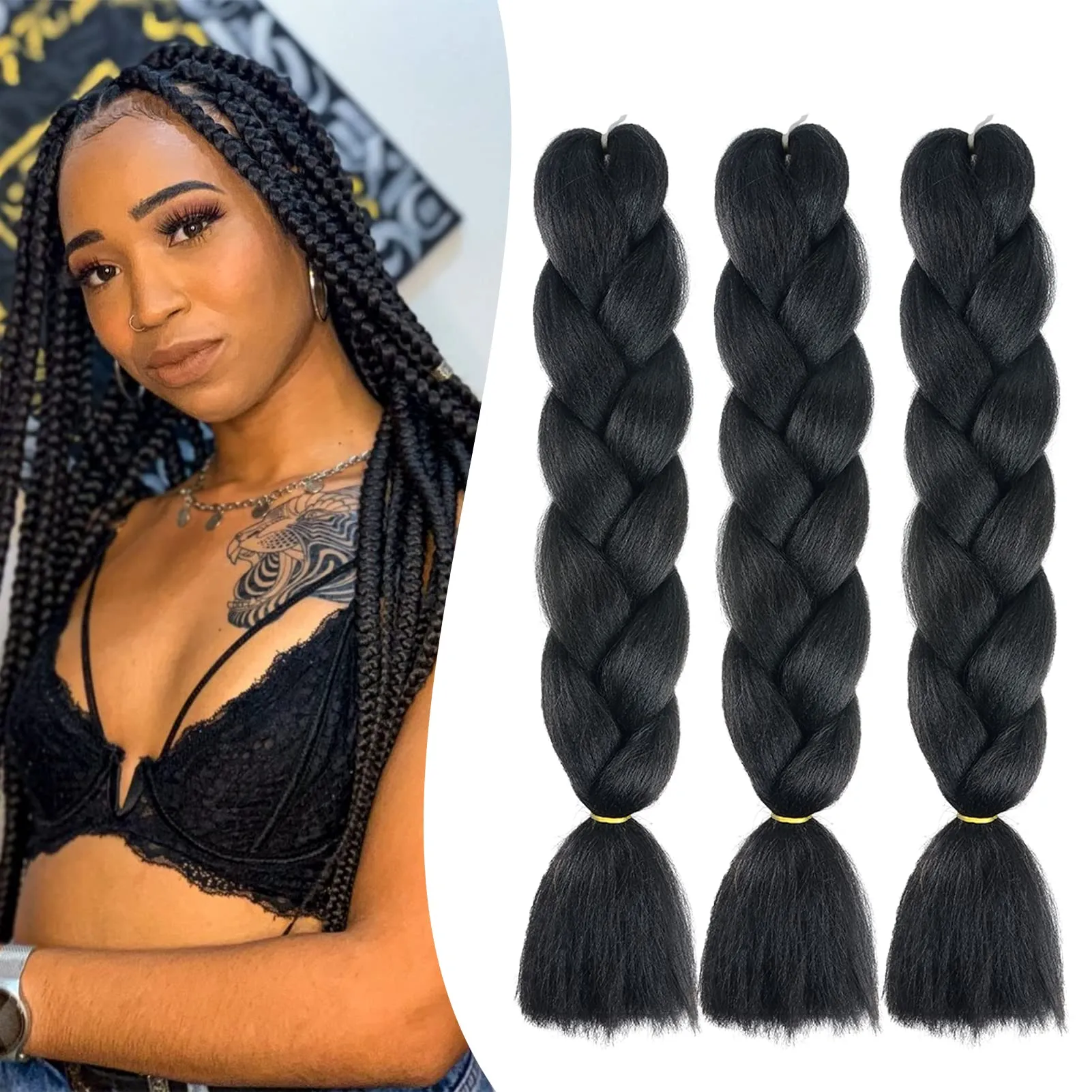 Ombre Kanekalon Braiding Hair 24 inch Synthetic Jumbo Braids Extension ...