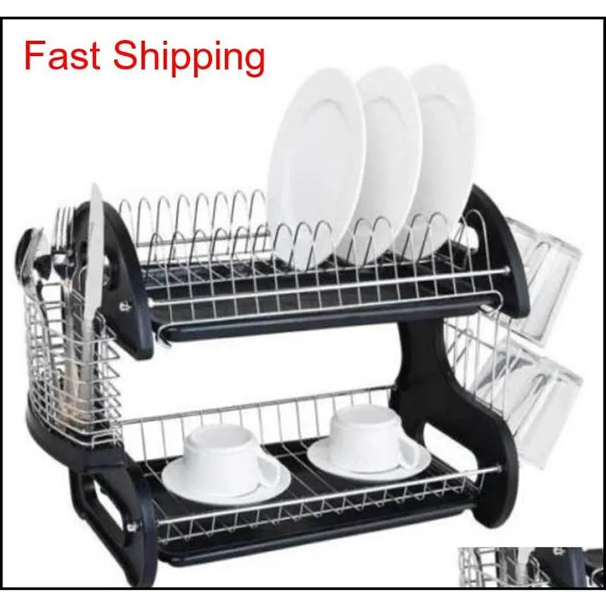 DHgate.com:Upgraded 2-Tier Large Capacity Dish Drying Rack, Stainless ...