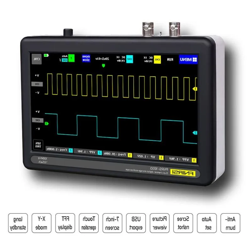 100MHz Digital Oscilloscope - 2 Channels, 1GSa/s Sampling, 7 Touch ...