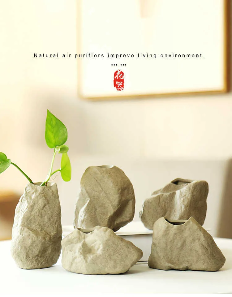 Decorative Stones For Vases Stone Shape Small Pottery Hydroponie Modern ...