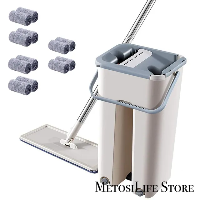 Mops MetosiLife Foldable Flat Mop And Bucket Set Equipped With 12 ...