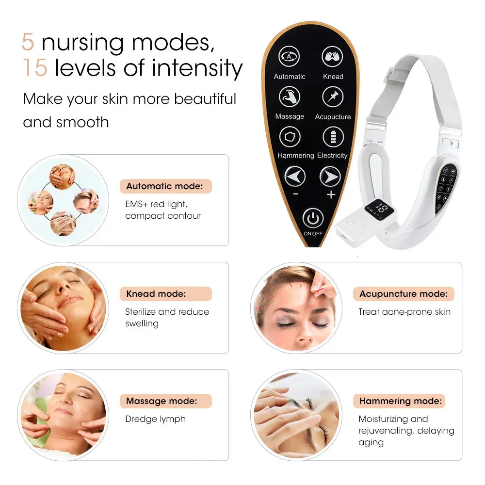 LED Face Massager for Lifting & Slimming: Vibration Therapy, V-Shaped ...