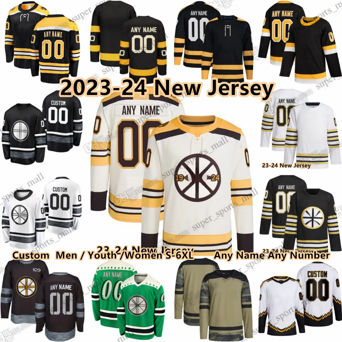 Custom S 6XL 2023 24 Temporada College Hockey Jersey 88 David Pastrnak 4 Bobby Orr 63 Brad ...