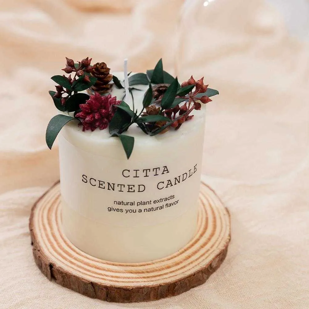 Scented Candle Gift Box with Tray Floral Soy Candle in Glass Cup with ...
