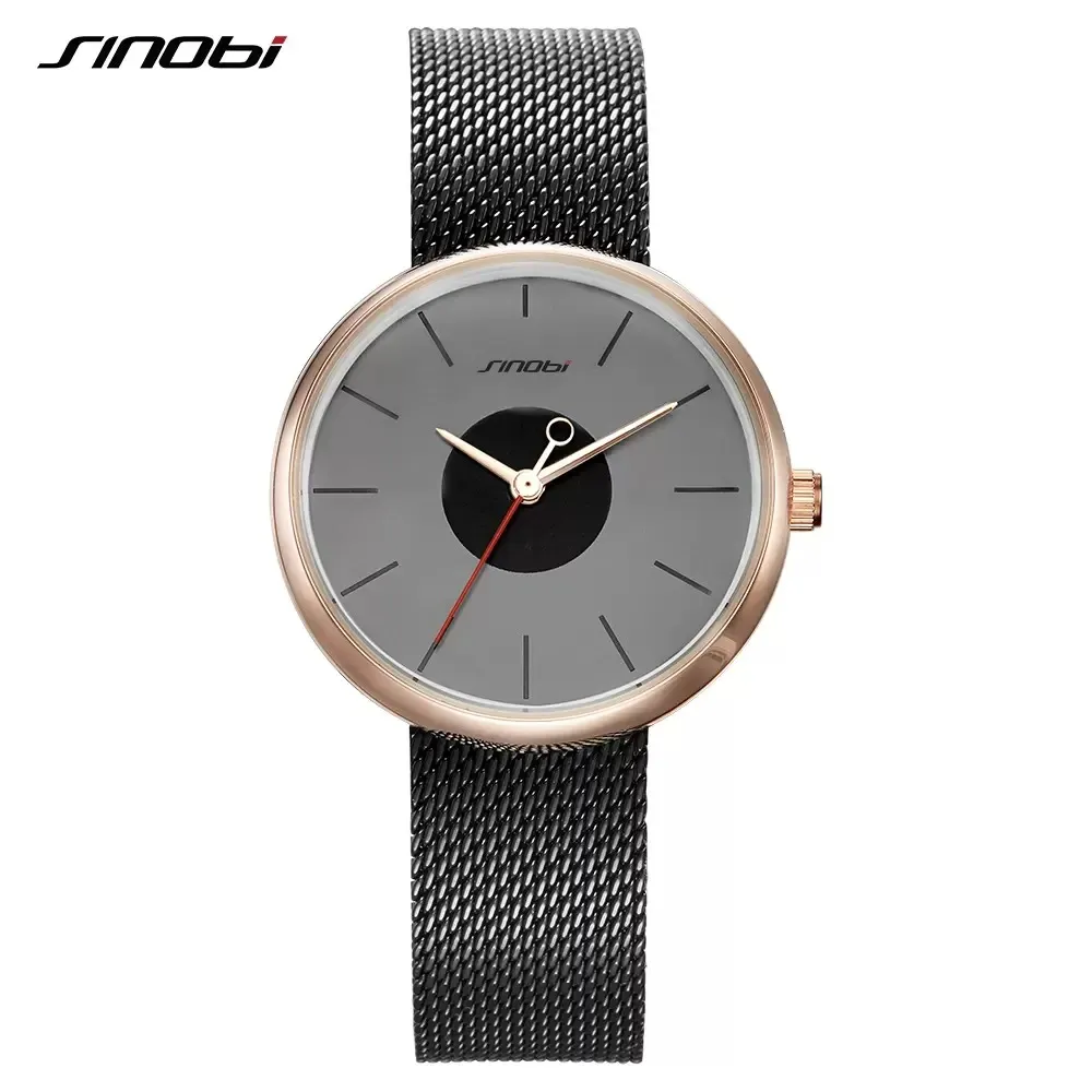 Luxury Women's Watches Brands Top 10: SINOBI Watch, Ultrathin Silver Quartz Wristwatch With Mesh ...