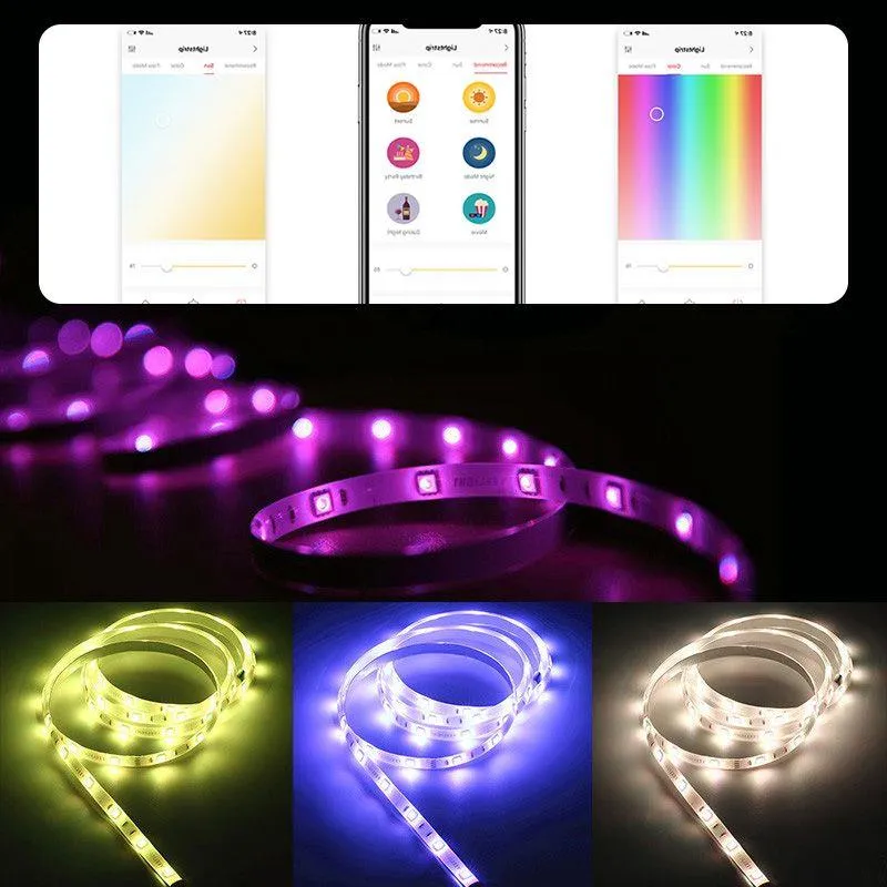 Wireless LED Lighting Strips, Flexible Aurora Night Light Strip 2m RGB ...