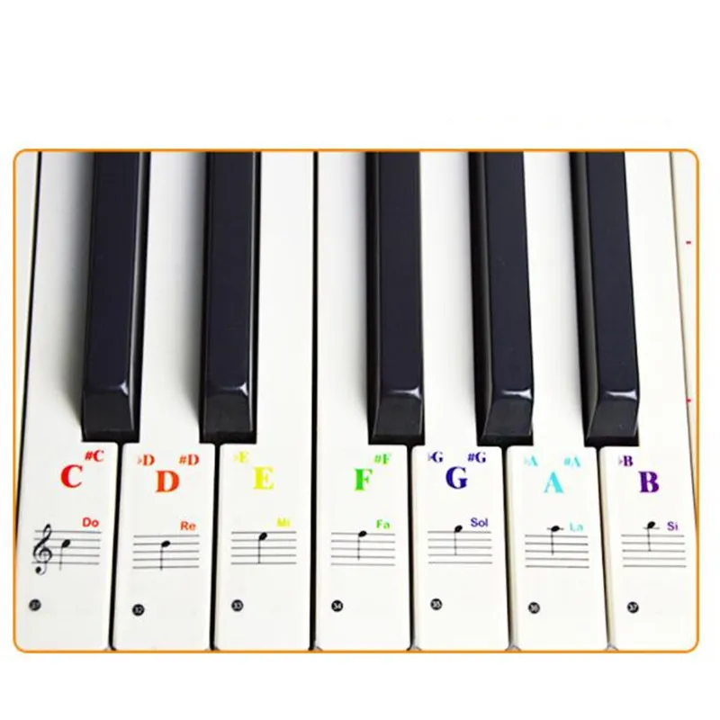 61 Keys Piano Keyboard Stickers: Colorful Transparent Piano Key ...
