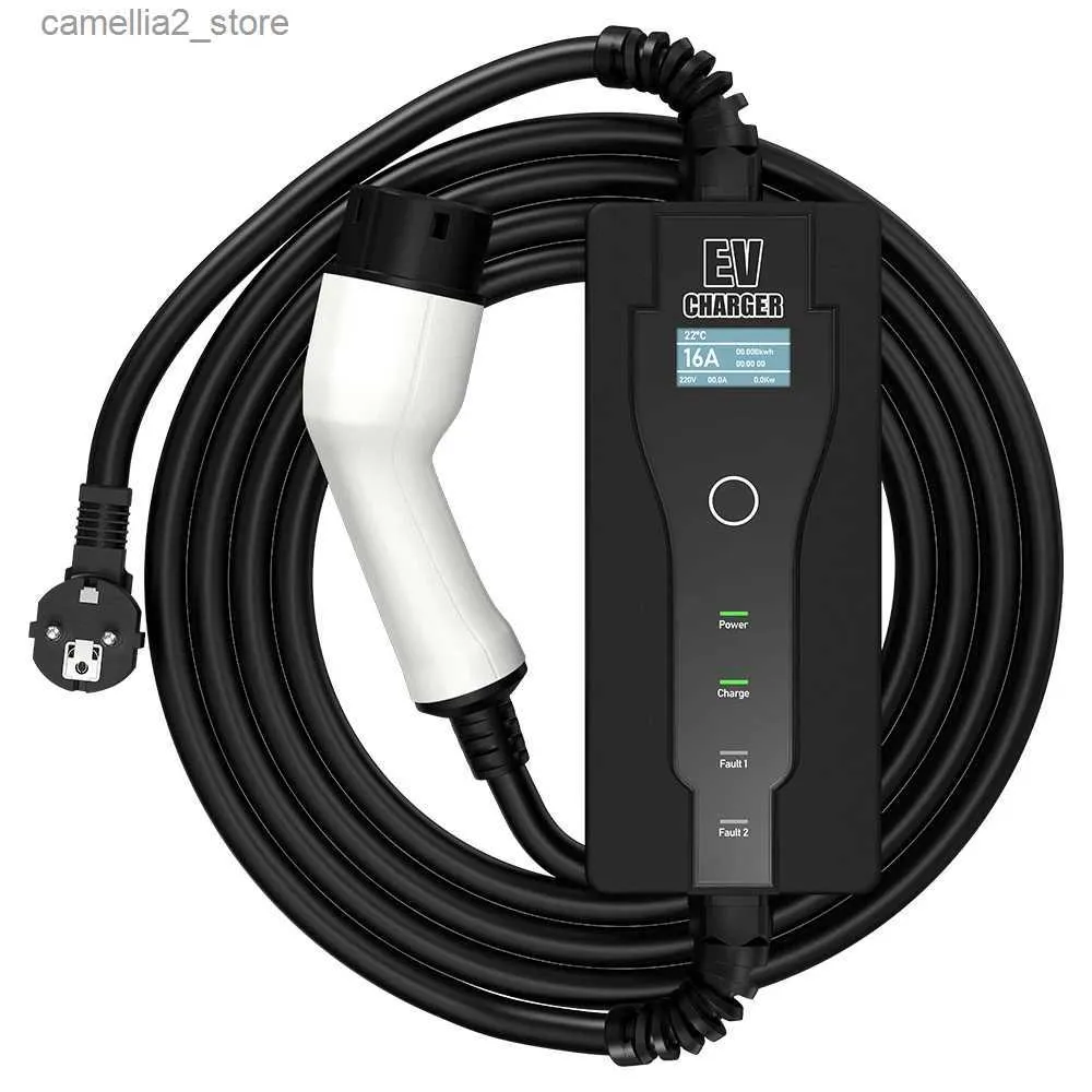 Portable EV Charger 3.5kW - 16A Electric Car Fast Charger, Type 2 IEC62196-2 & Type 1 SAE J1772 ...