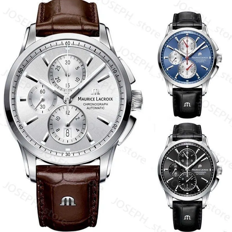 MAURICE LACROIX Ben Tao Chronograph Watch Three Eye Leather Casual ...