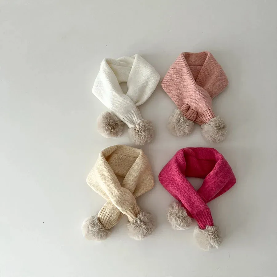 Scarves Wraps: Cute Pompom Knitted Scarf for Kids, Autumn Winter Warm ...