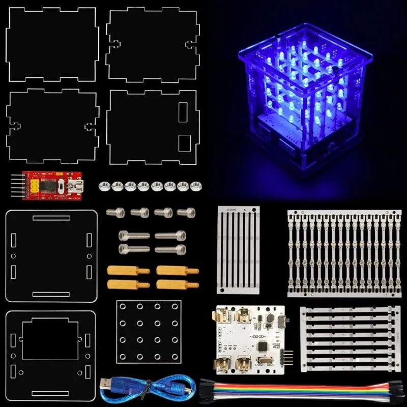 Wholesale New 4x4x 4 LED Cube Kit With FTDI Module And Manual VasRC For ...