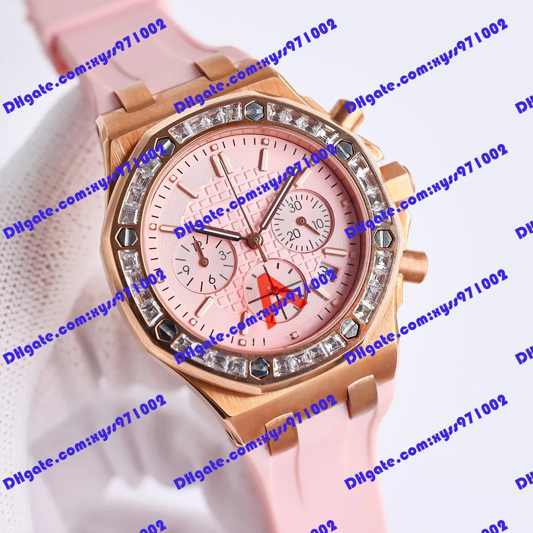 6 Model Watch Quartz Electronic Movement Womens Watch 37mm Pink Dial ...