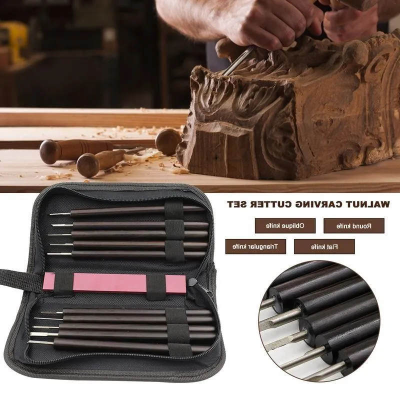 DHgate.com:Walnut Olive Wood Carving Chisel Set with Wood Handle for ...