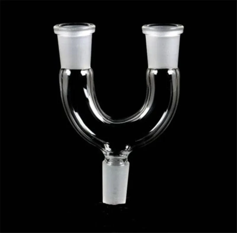 18.8mm Glass Adapter Double Bowl Bong Smoking Accessories 3 Joint On ...