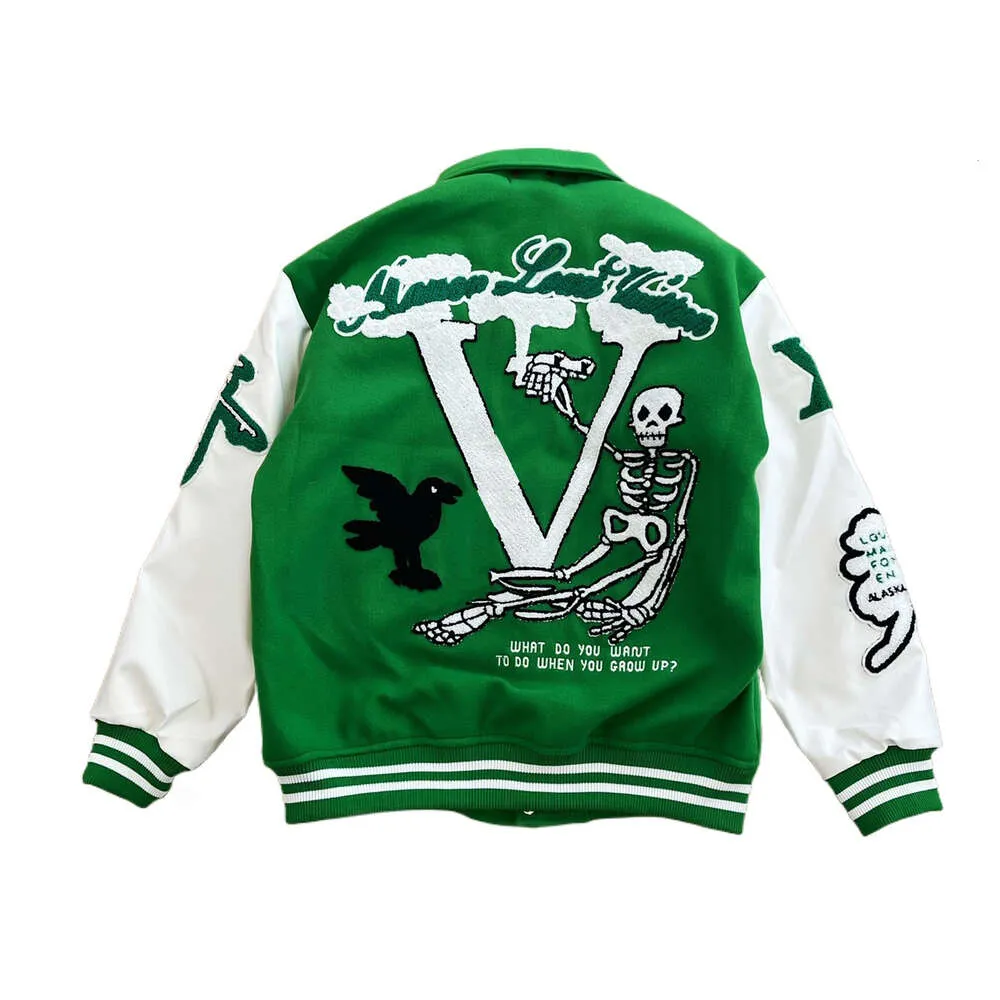 DHgate.com:Green Baseball Jacket for Men: Loose Long Sleeve Hip Hop ...