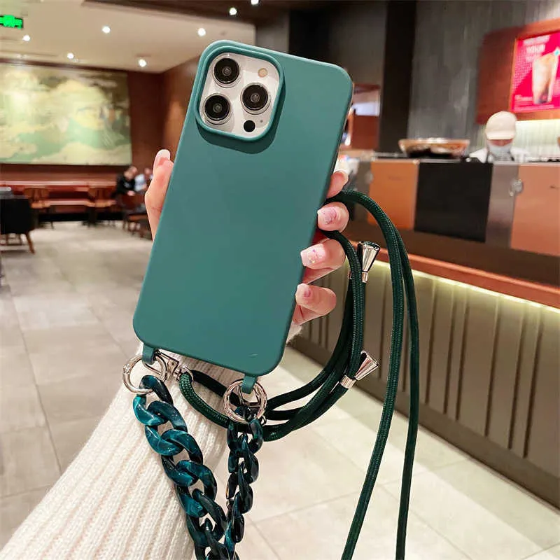 Cell Phone Case Marble Chain Crossbody Lanyard Strap Silicone Soft ...