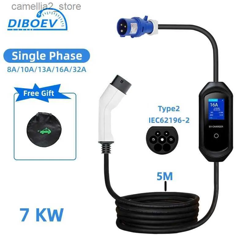 DHgate.com:2024 Portable EV Charger, 32A 7KW Type2 Cable with CEE Plug EVSE, Type 2 Charging Box ...
