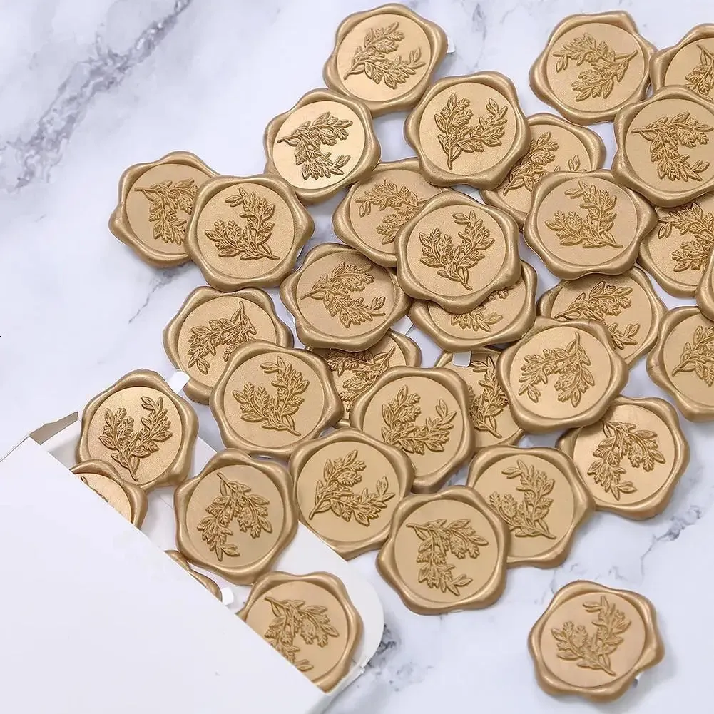 Adhesive Gold Wax Seal Stickers For Christmas Gift, Wedding, Invitation ...