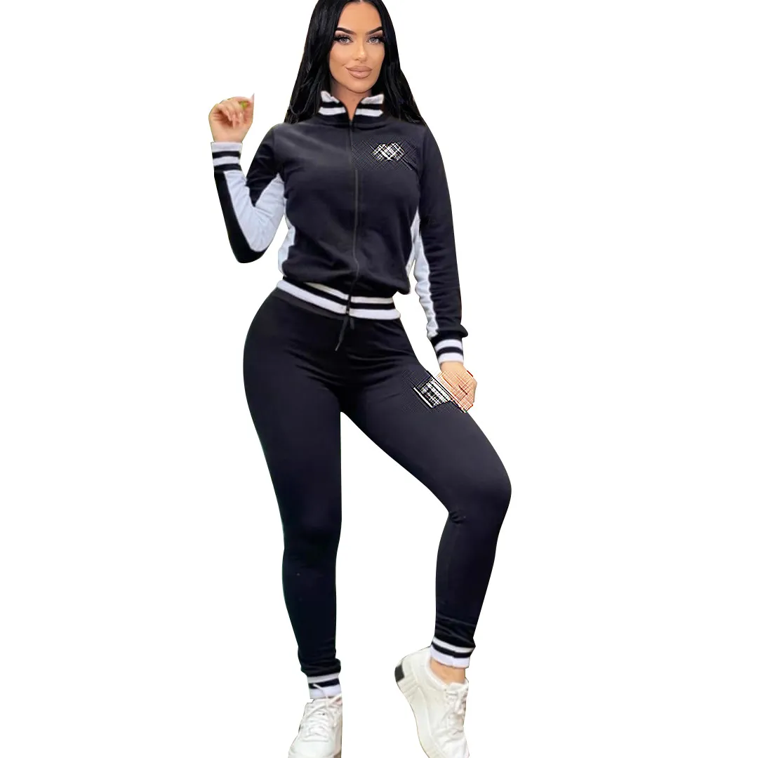 Women's Letter Printed Two Piece Tracksuit Set With Sports Fall Jackets ...