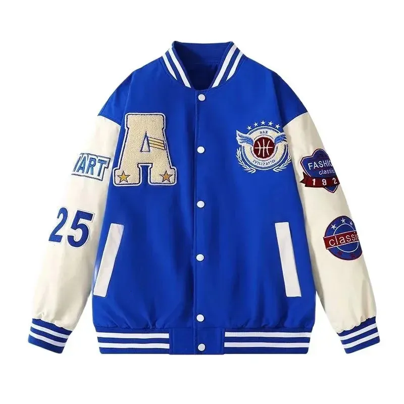 Harajuku Bone Letter Patchwork Leather Varsity Baseball Harajuku Bone Letter Patchwork Leather Varsity Baseball