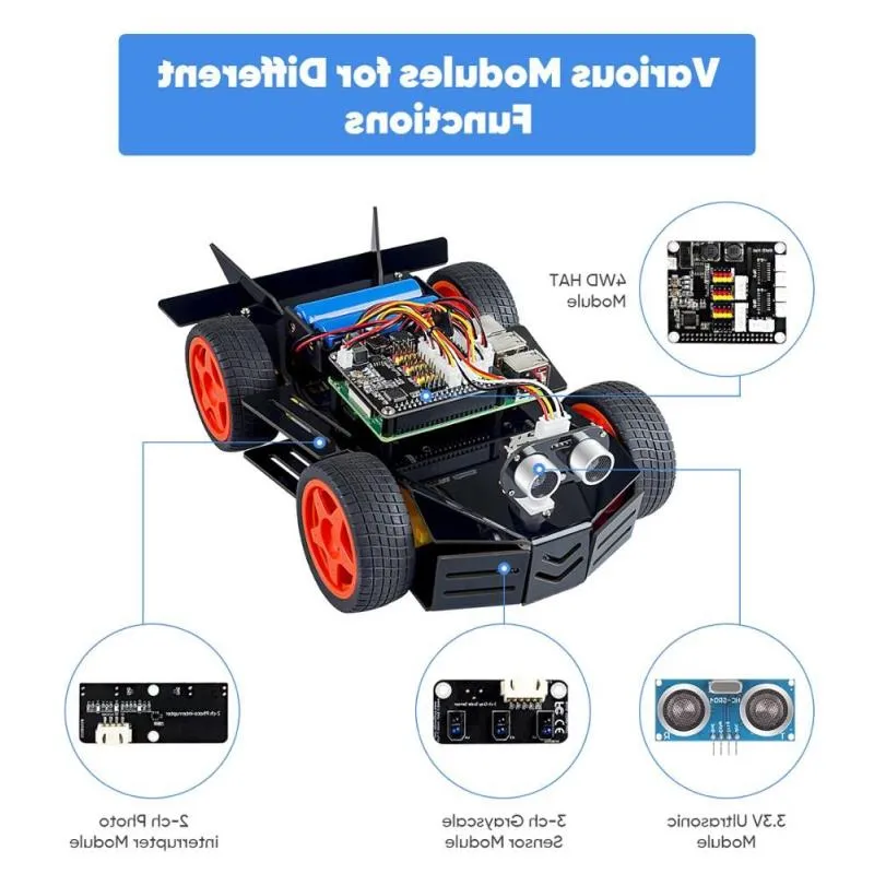 Raspberry Pi Breadboard Kit Powered Car Robot Electronic DIY Assembly ...