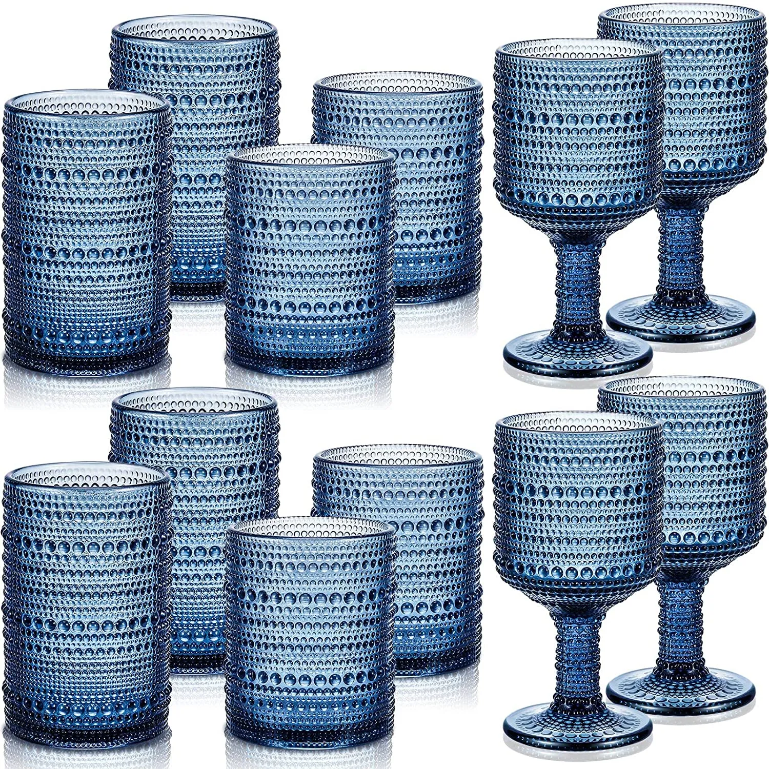Ornament Shaped Drinking Glasses Vintage Beaded Glassware Set, Embossed ...