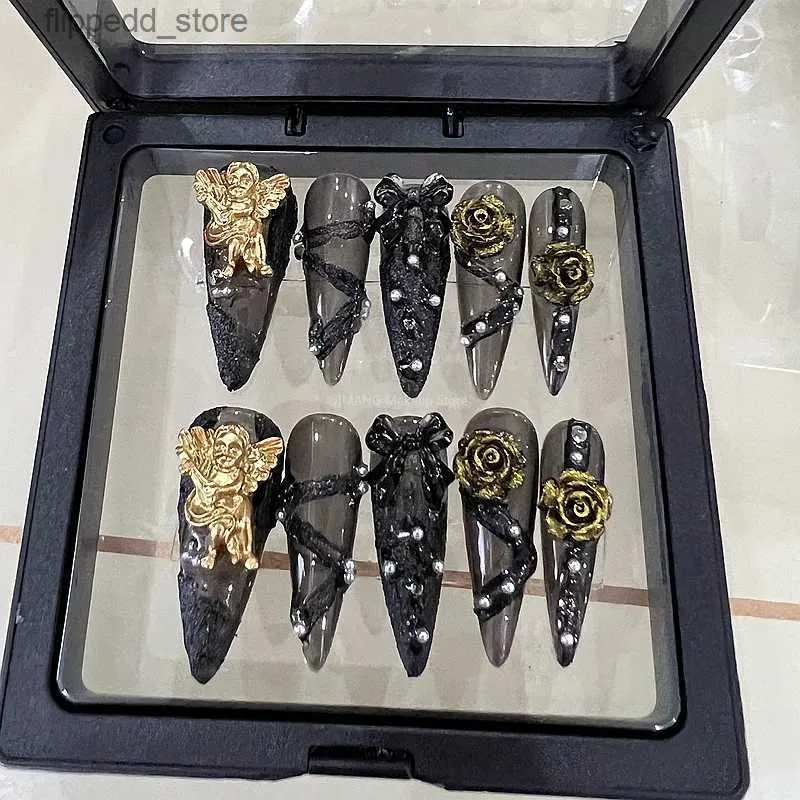 DHgate.com:Gothic Style Rose Angel Design Press On Nails, Handmade Fake ...