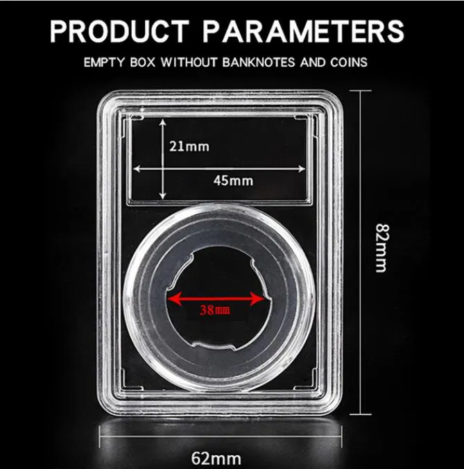 14MM 40MM Clear Acrylic Coin Display Slab Coin Holder Storage Box Com ...