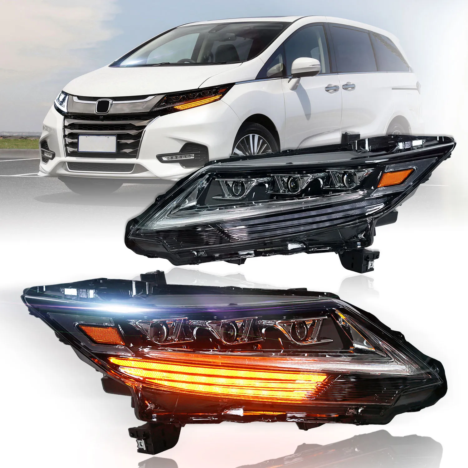 LED Headlights Assembly | Blue DRL Running Lights For Honda Odyssey ...