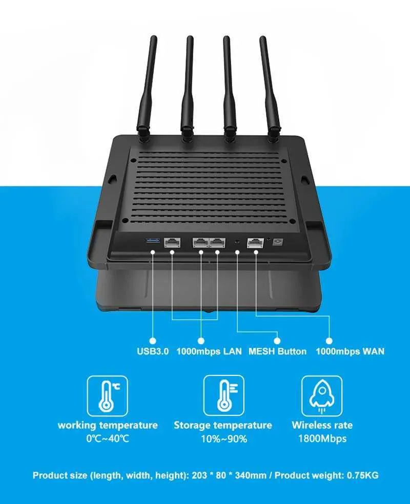 Router ZBT WIFI6 Router Openwrt 1800Mbps USB3.0 DDR3 256MB Gigabit ...
