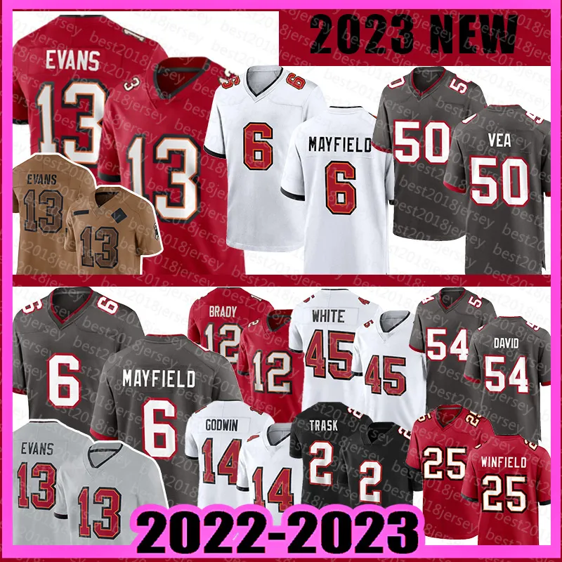 Tom Brady Football Jersey Tampas Bayes Mike Evans Buccaneeres Baker Mayfield Vita Vea Devin ...