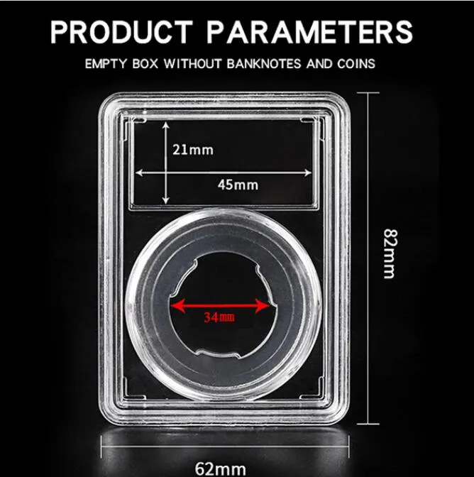 14MM 40MM Clear Acrylic Coin Display Slab Coin Holder Storage Box Com ...