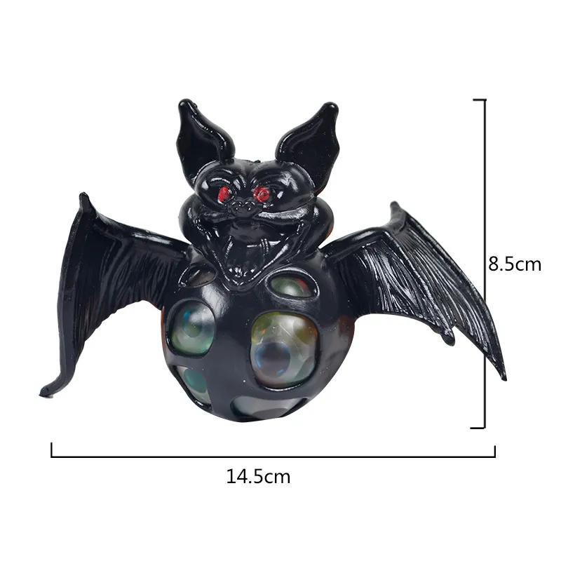 Squishy Bat Halloween Fidget Toy Colorful Water Beads Mesh Squish Ball ...