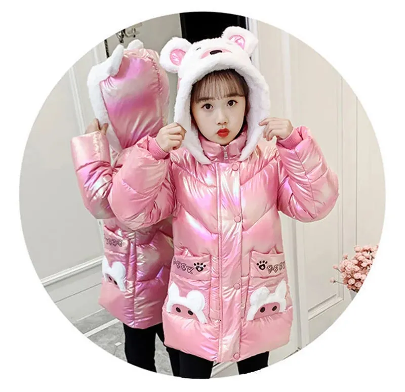 Girls' Winter Coat: Cute Bear Hooded Puffer Jacket - Long, Waterproof ...