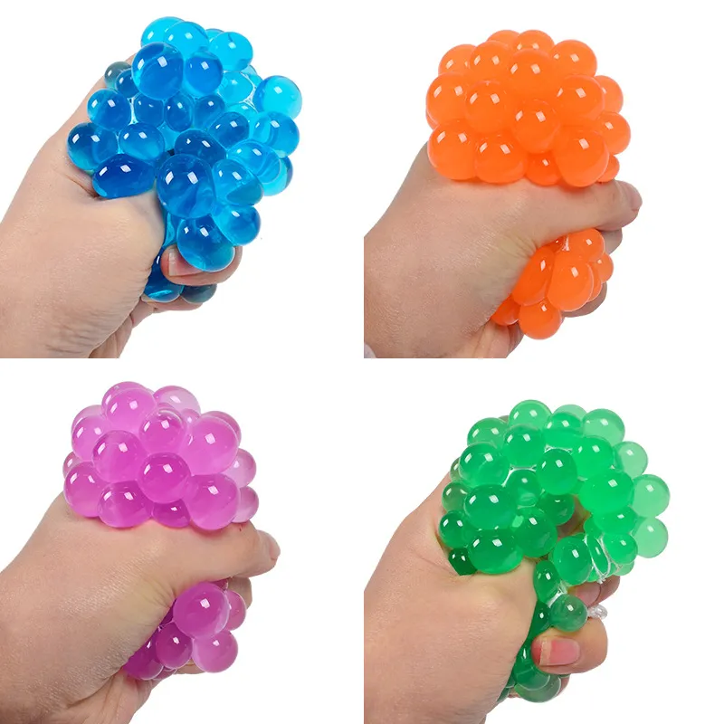 Squishy Balls Fidget Toy: 6.0CM Mesh Squish Grape Ball, Anti Stress ...