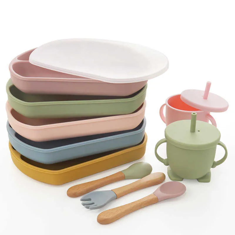 Silicone Feeding Set BPA-Free Baby Dinnerware Set with Plates Bowls ...