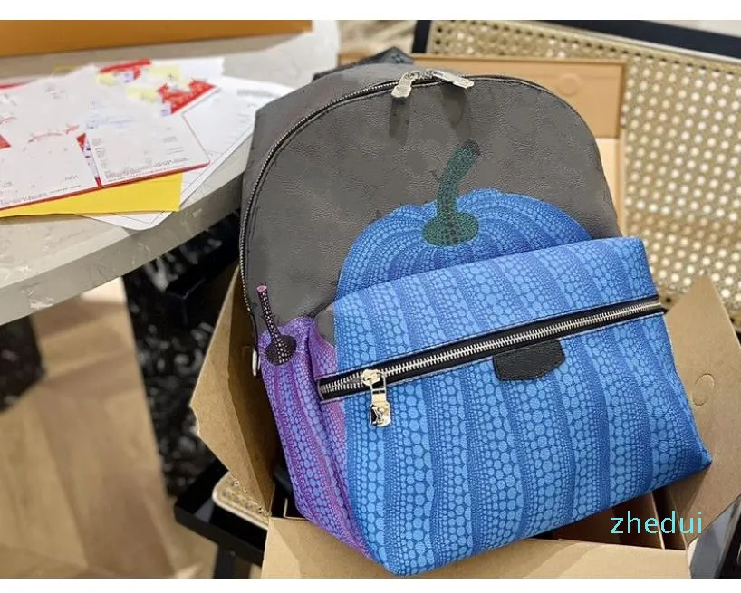 Mens Designer Painted Dots Print Blue Backpack Large Capacity Briefcase ...