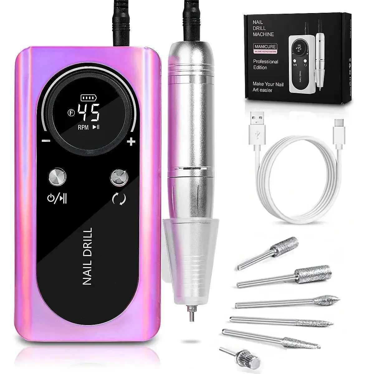 DHgate.com:Rechargeable Nail Drill Kit, 45000RPM Electric Nail File Set ...