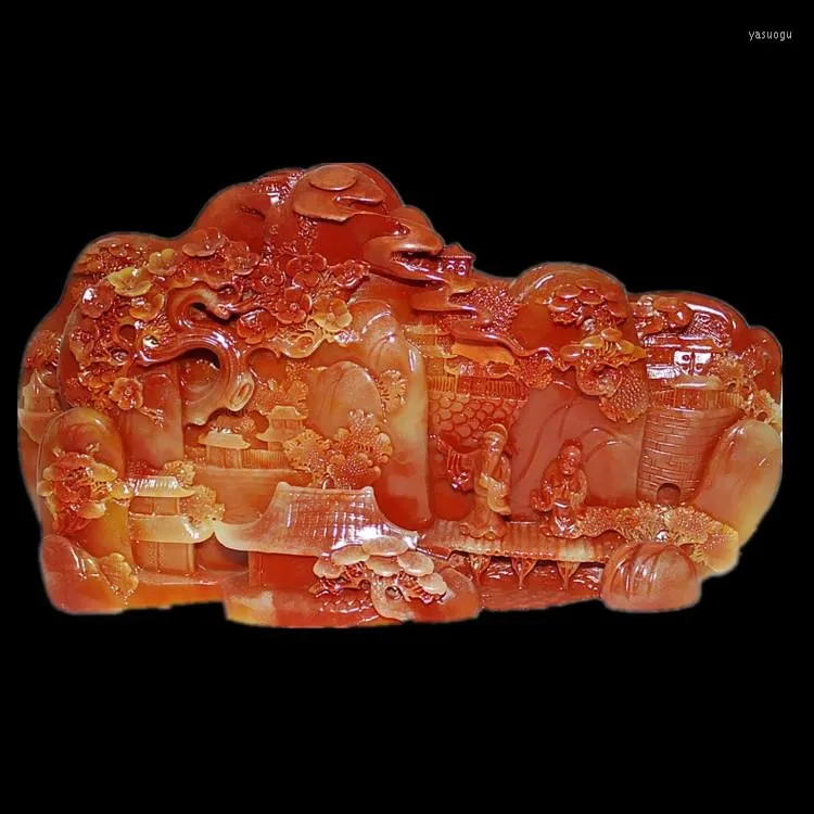 Rare ShouShan Stone Carving - Hand Carved Mountain God Statue, Natural ...