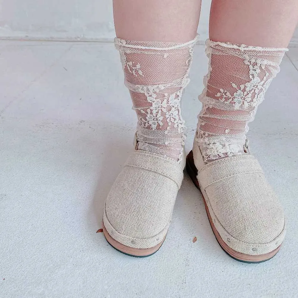 Vintage Lace Flower Girls Socks - Spanish Princess Style Mesh Ankle ...
